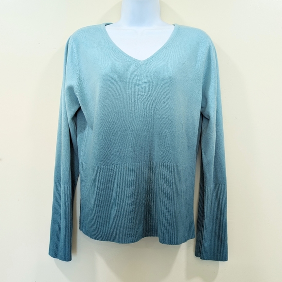 Larry Levine | Sweaters | Larry Levine Turquoise Ombre Sweater | Poshmark
